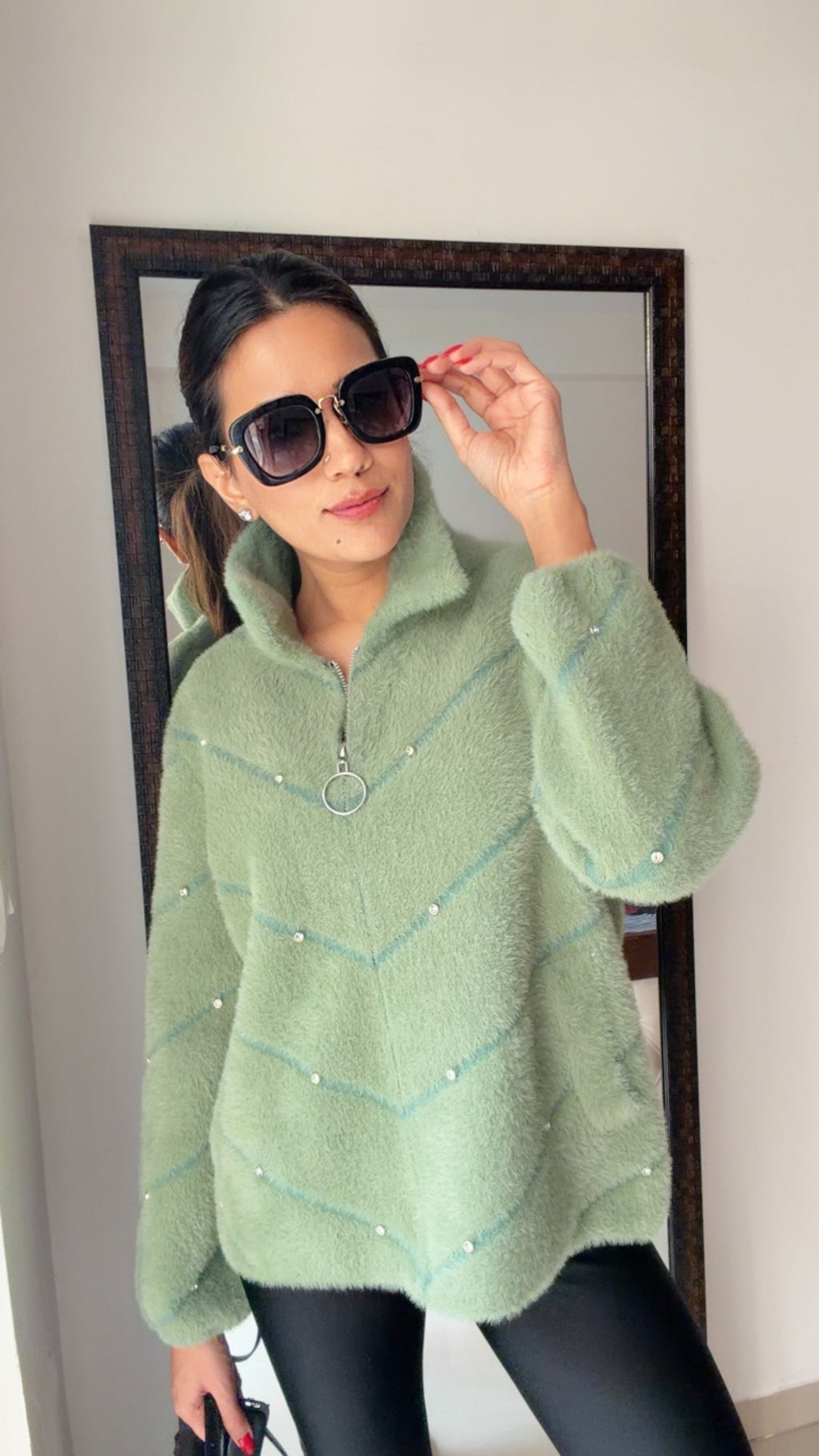 Mint Fuzzy Fall Jacket – Closet Affair by Priyanka Ahuja